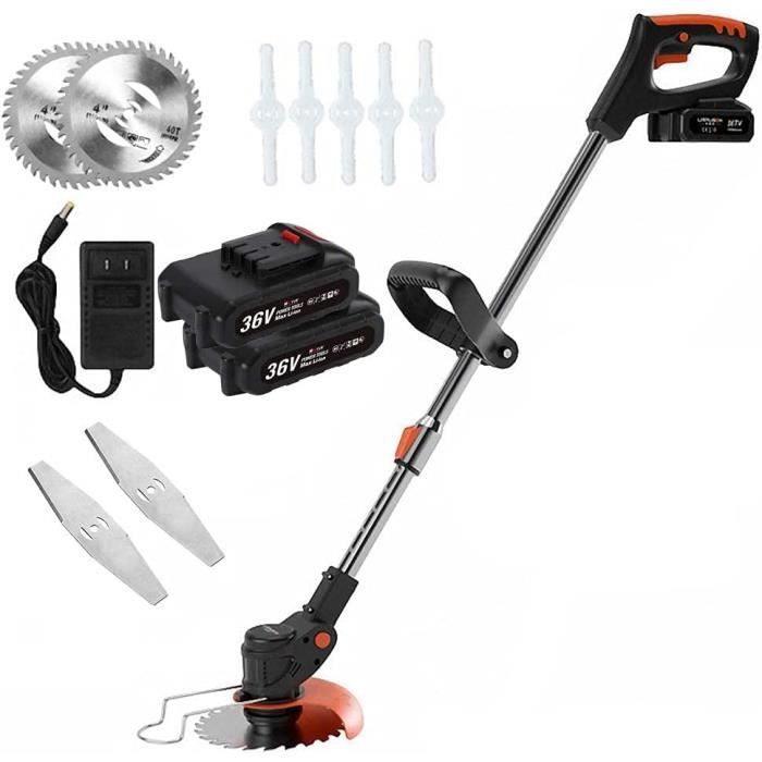 Coupe Herbe sans Fil 21V Rechargeable Batterie, Débroussailleuse Électrique Tondeuse Gazon1800 ...