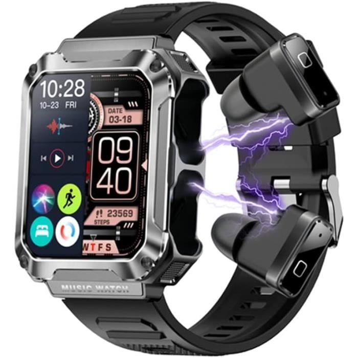 Smartwatch 3 en 1 MP3 TWS Earphone, écouteurs stéréo sans Fil, BT Call ...