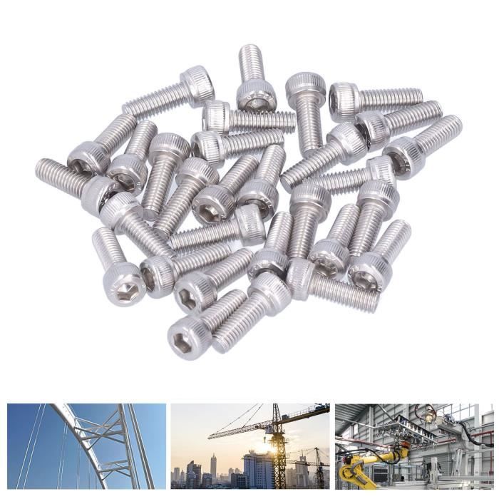 JIN-30 pièces M5 vis à tête hexagonale à tête cylindrique A2 vis à tête ...