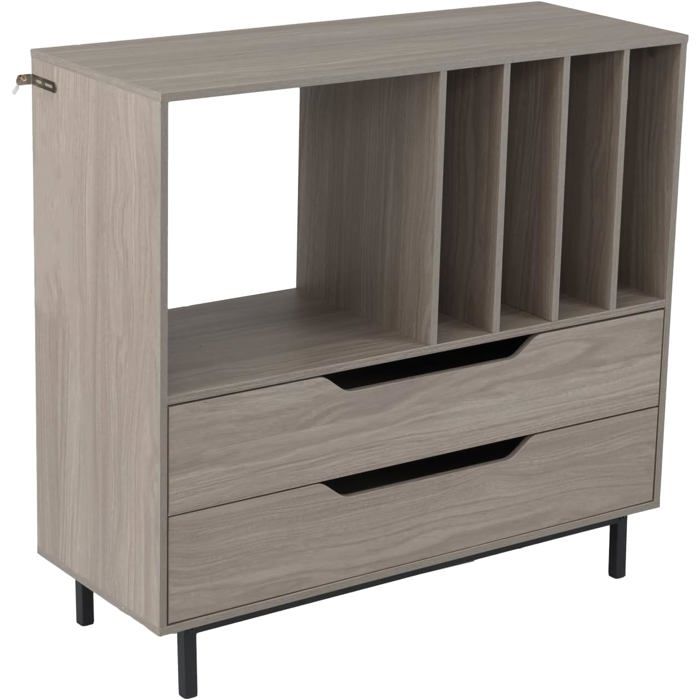 GOPLUS Meuble de Rangement 91x36x87CM,4 Niveaux pour 300 Albums Disques ...
