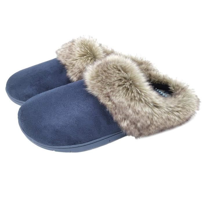 Chausson ZT22K Confortable Moccasin Suede fourrure Pantoufles câble ...