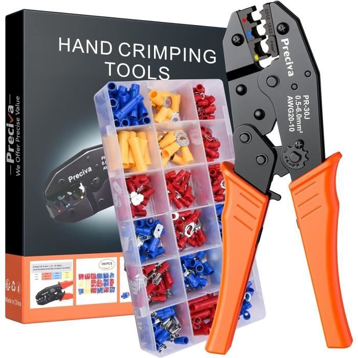 Kit D'Outils De Sertissage De Bornes De Fil Isolées, Pince À Sertir À Cliquet 0,5-6 Mm², Pince À ...