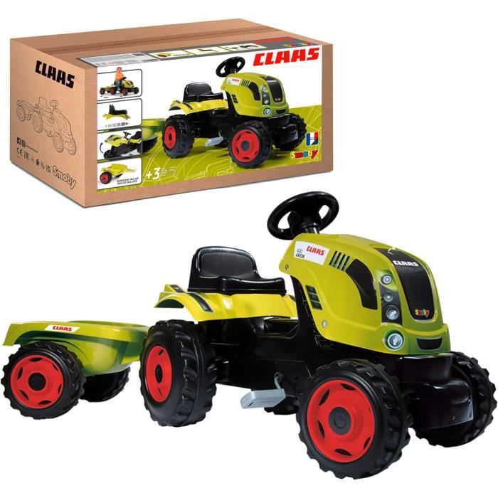Smoby - Claas Tracteur Farmer XL + Remorque - Tracteur à Pédales Enfant ...