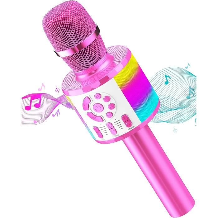 Micro Karaoké Sans Fil Bluetooth, Microphone Karaoke Avec Led De Danse, Portable Micro Sans Fil ...