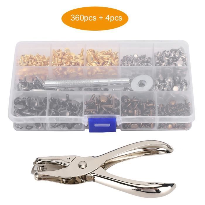 Zerone Double Sided Rivet 360Pcs Double Cap Rivet Set + 4Pcs Tool Set ...
