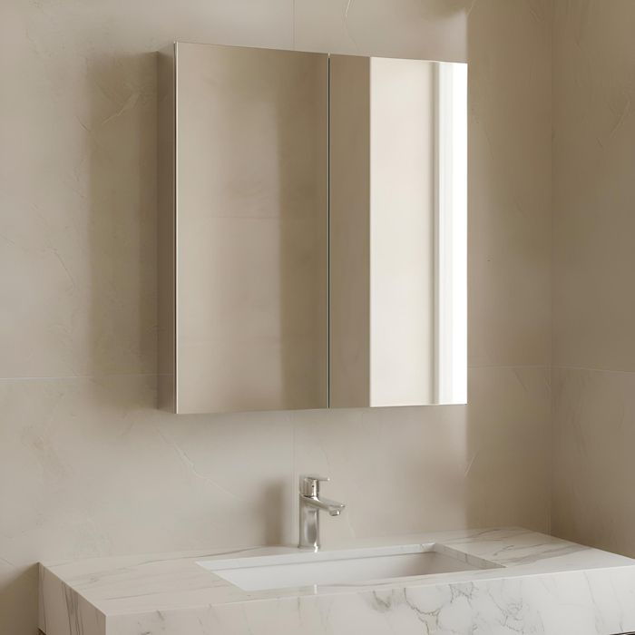 Armoire de toilette 2 portes VICTORY en inox brillant - Cdiscount Maison