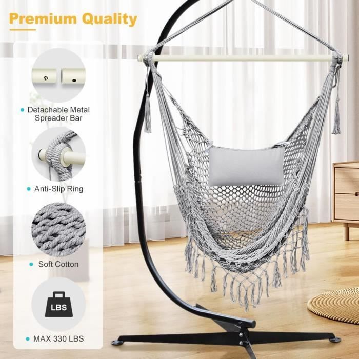 Chaise Hamac Suspendu Siège Suspendu Balançoire Suspendue avec Coussin ...