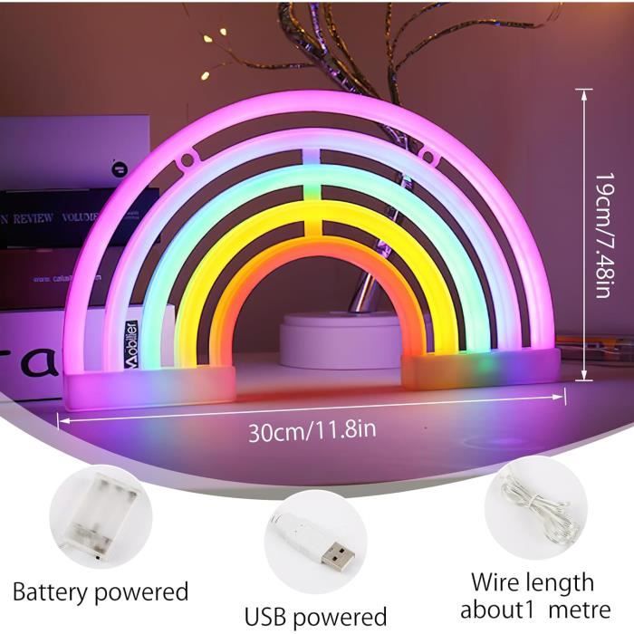 Led Rainbow Neon Sign Neon Veilleuse À Piles Lumière Néon Arc-En-Ciel ...