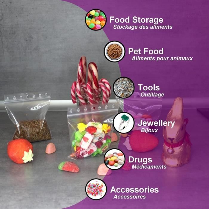 Sachets Zip - Sachet Plastique Transparent - 24 Tailles Disponibles Sac ...