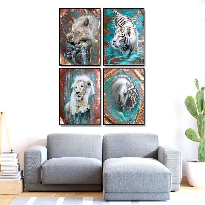 4 Pack Diamond Painting Animaux 30X40 Cm Diamond Painting Tigre Blanc ...