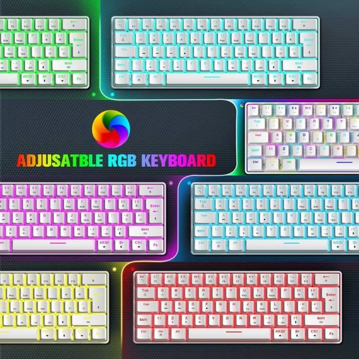 Rvb Effet Câblé Gaming Combo Clavier(Commutateur Brun),12,000 Dpi Rgb ...