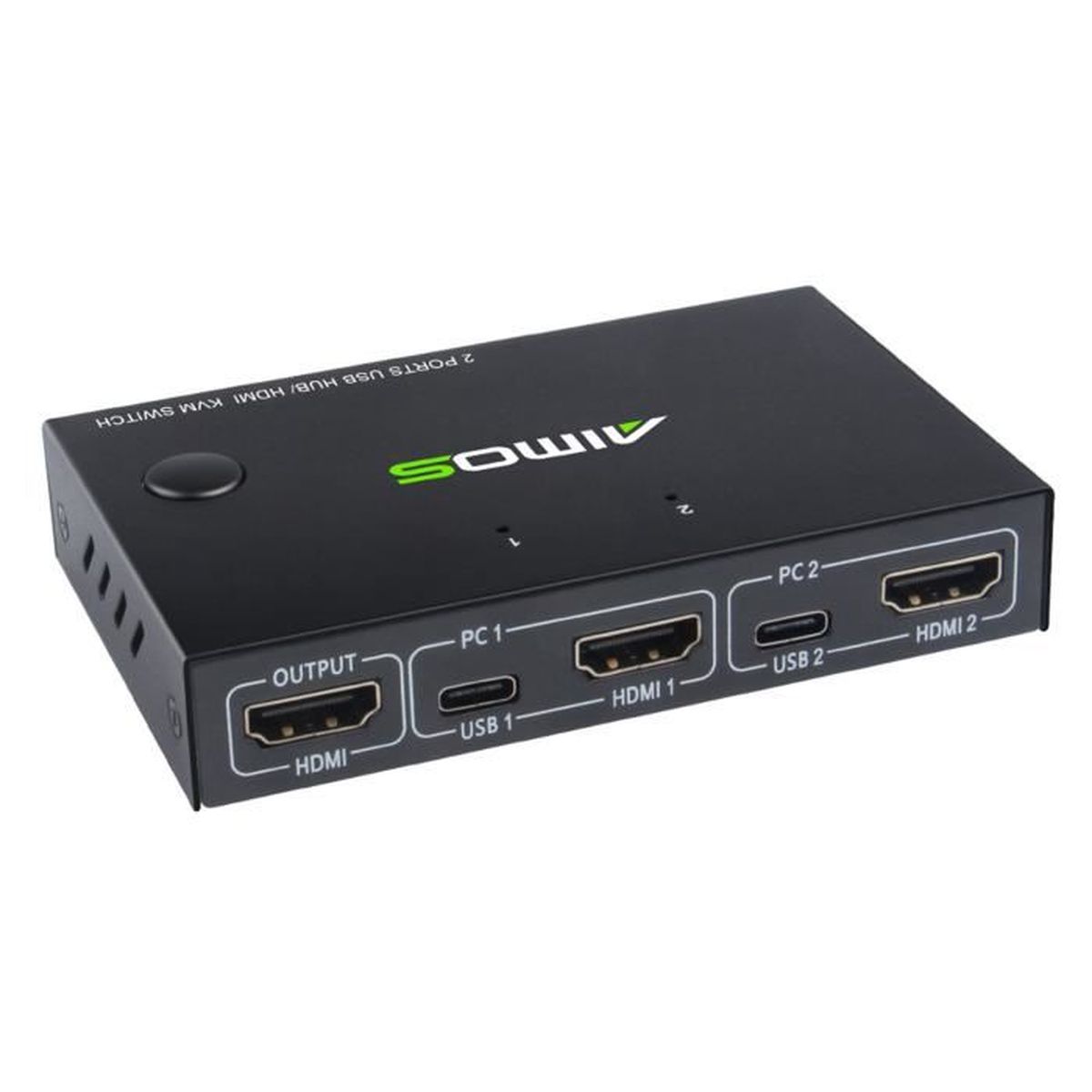 Boîtier de commutateur KVM compatible HDMI USB 2 entrées 1 sortie HDMI ...