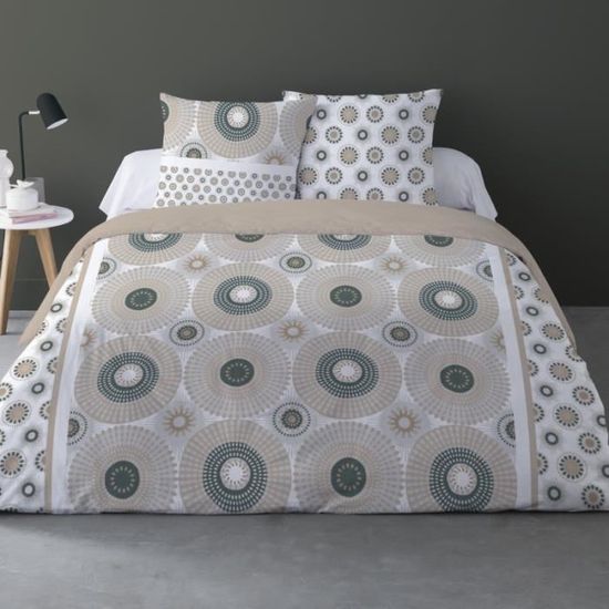 Housse de couette MATHIEU 240 x 220 +2 Taies FLANELLE Coton - Cdiscount ...