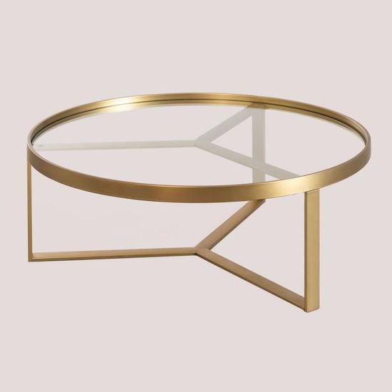 SKLUM Table basse en acier et verre Amelia Or Mat - Cdiscount Maison