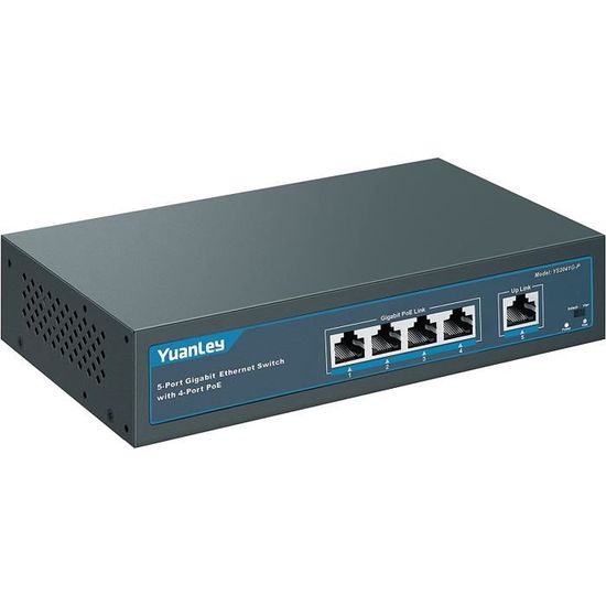 YuanLey 5 Port Gigabit PoE Switch with 4 Port PoE+, 802.3af-at 78W ...