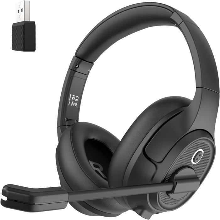 Casque Bluetooth avec Microphone et dongle USB [jusqu'à 55hrs et 10m de ...