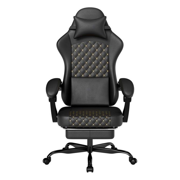 Fauteuil Gaming Bureau Noir 58.5x63x120.5cm, Similicuir PVC Ergonomique ...