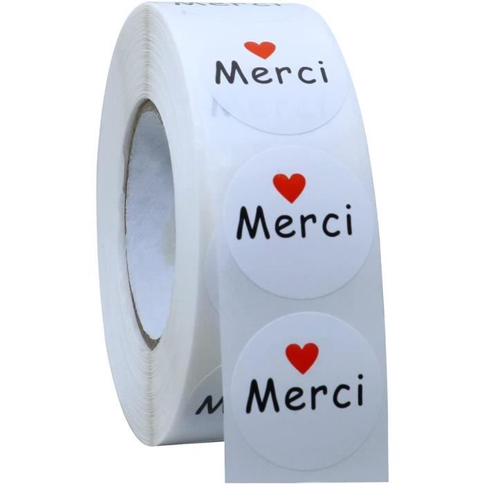 1000 etiquette autocollante merci, 25mm Thank You Sticker Merci Label ...