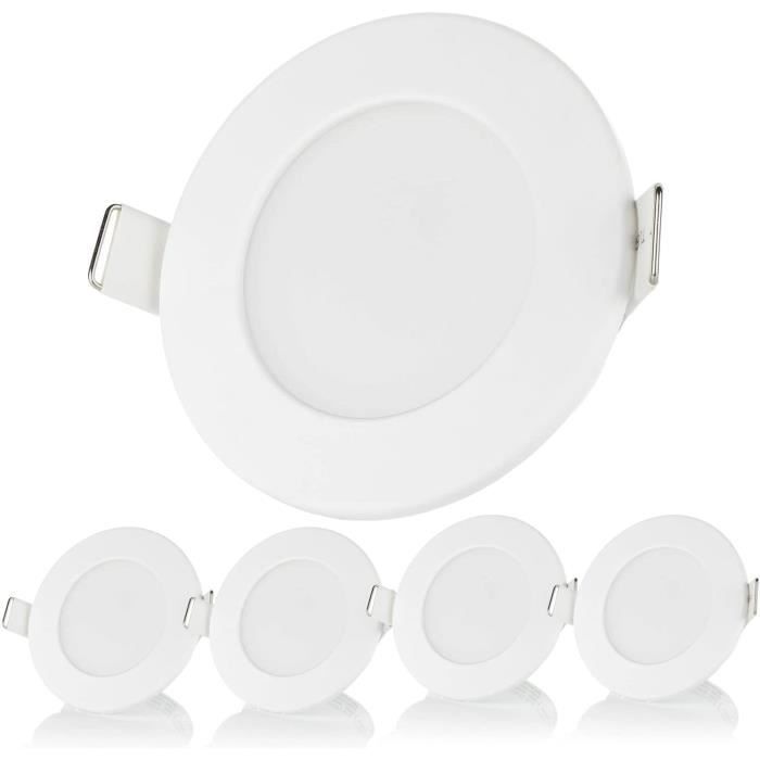Lot de 5 spots encastrables plats 12 V IP44 5 W LED Spot encastrable pour salle de bain LED ...