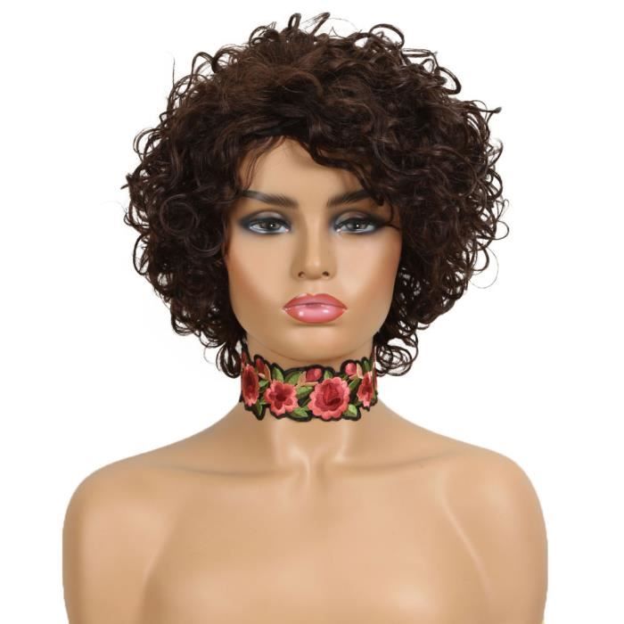 N°4 - Trueme Court Bouclé Bob Perruque Perruques De Cheveux Humains ...