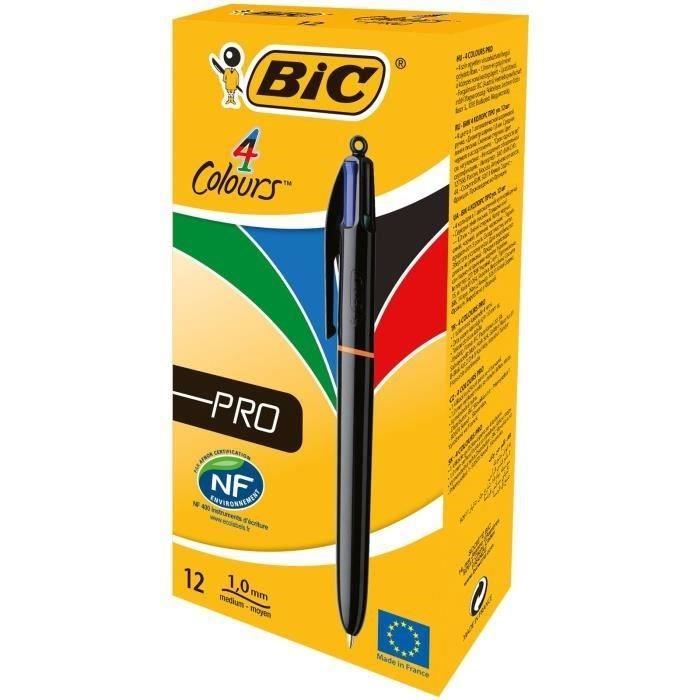 Stylo à bille - BIC - Pro - 12 pièces - Couleurs assorties - Pointe ...
