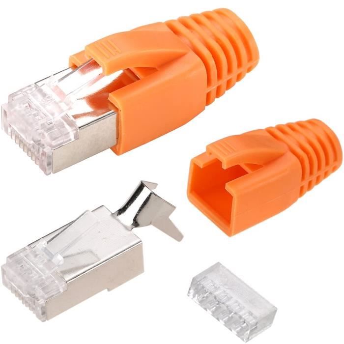 20 Pcs Cat7 Connecteurs Rj45 Métalliques Blindés Prise Modulaire - Cat7 ...