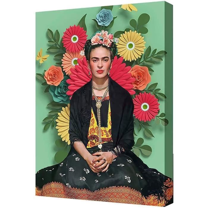 Frida Kahlo Impression Sur Toile Art Peinture Pour Chambre Salon Femme Sur Un Fond Vert Toile ...