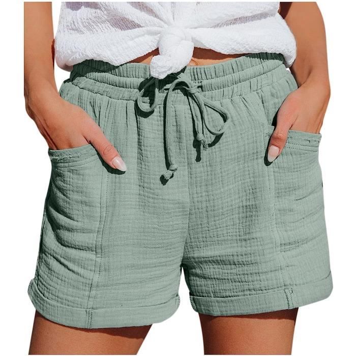 Short Lin Coton Femme été Large Fluide Shorts Femme Grande Taille ...
