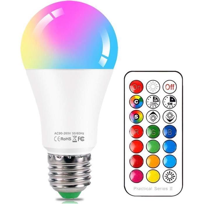 Ampoule Led Couleur E26-E27 10W Changement De Couleur Dimmable Led Bulbs 12 Choix De Couleurs ...