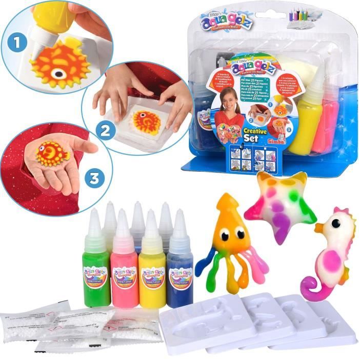 Ensemble créatif - Aqua Gelz - 7 couleurs de gels - 4 moules - 30 ml ...