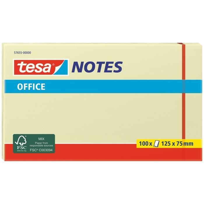 Notes adhésives TESA - 1 x 100 feuilles - 125 mm x 75 mm - Jaune ...