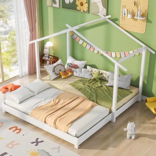 Lit cabane enfant pour garçons et filles lit en bois massif lit au sol ...