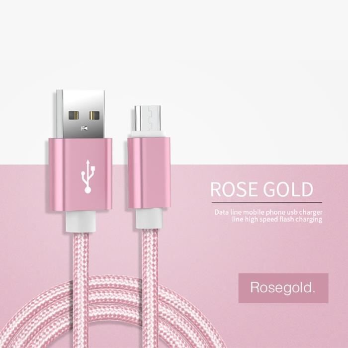 Pink-3m for iPhone -Câble Micro USB type c en nylon 0.25m-1m-2m ...