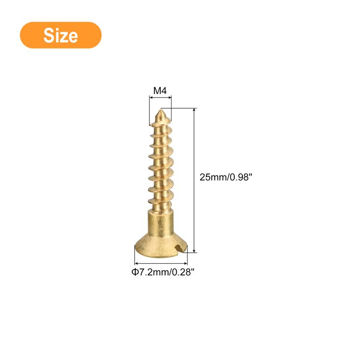 Vis SOURCING MAP Laiton Bois Vis 25pcs M4 x 25mm Fente Entraînement ...