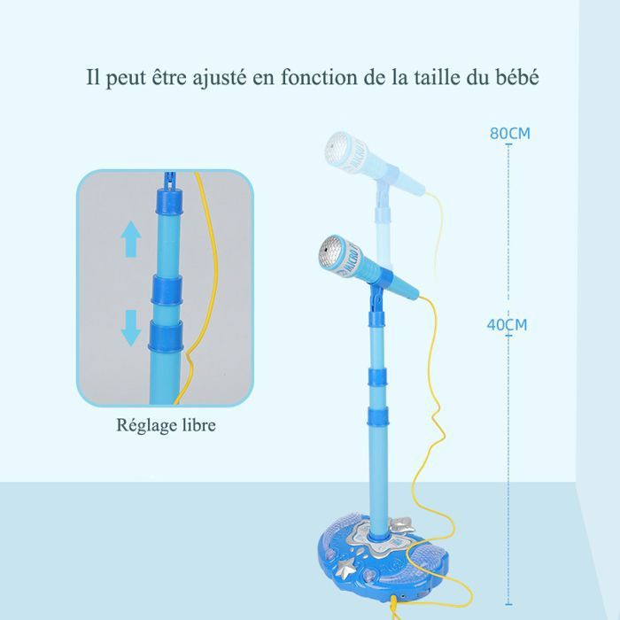 Micro Enfant sur Pied Karaoké Enfants - Avec Lumière Colorée pour ...