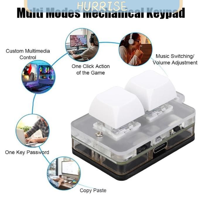 2 Key Keyboard Programmable Mini Clavier Mécanique avec un Interrupteur ...