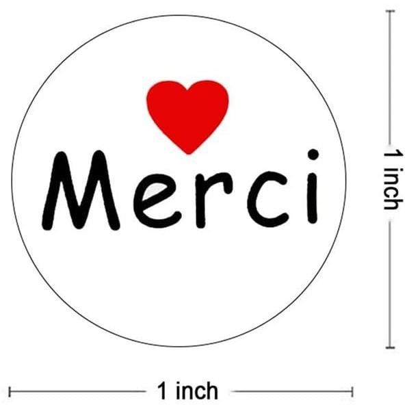 1000 etiquette autocollante merci, 25mm Thank You Sticker Merci Label ...