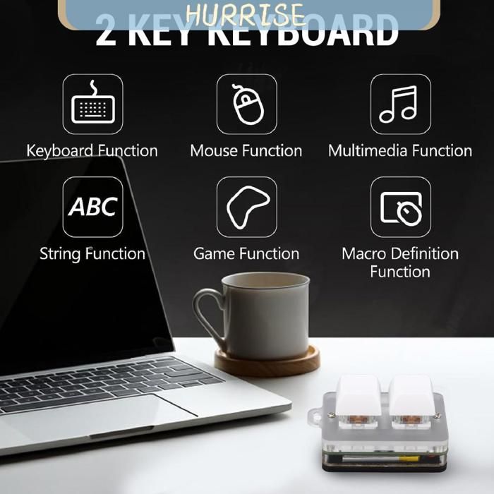 2 Key Keyboard Programmable Mini Clavier Mécanique avec un Interrupteur ...