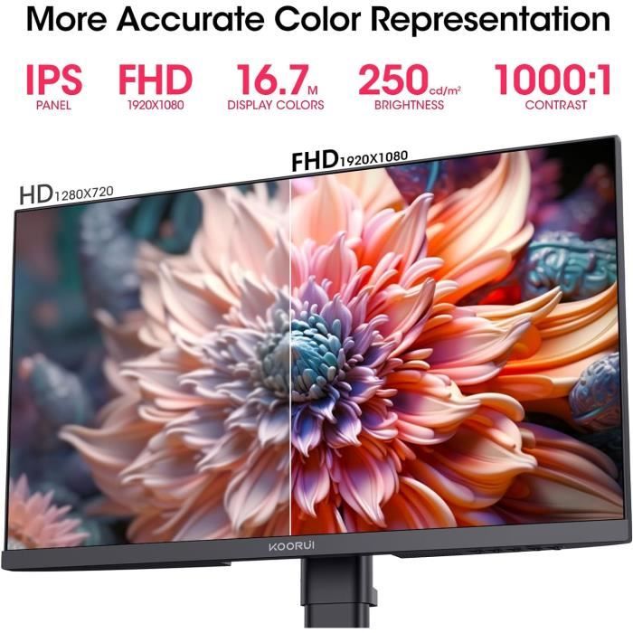 Ecran Pc 24 Pouces, Moniteur Pc Fhd, Ips, 16:9, Hauteur Réglable, Eye ...