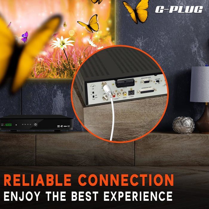 Cable Antenne TV de 5m de Long Avec Adaptateur de Prise Cable TV ...