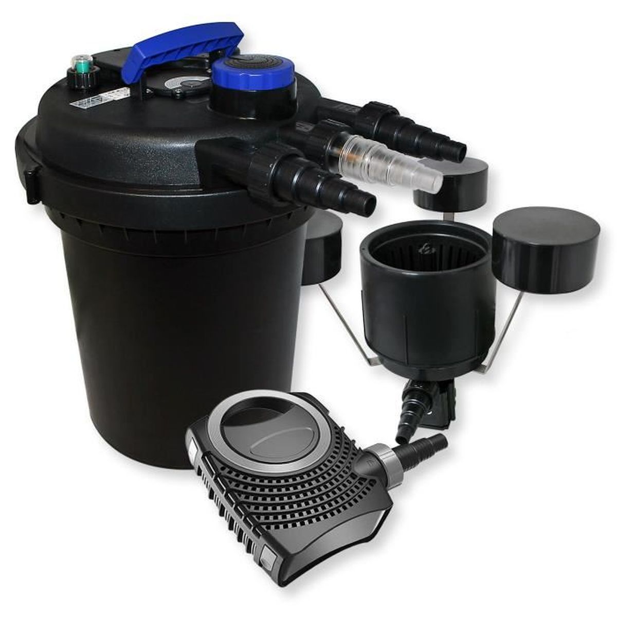 Kit de Filtration Bassin à pression 6000l Stérilisateur 11W 70W Pompe ...