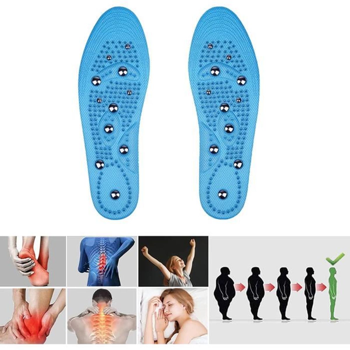 Semelle Magnetique, 1 Paire Semelles Magnetique d’Acupression Aimanté ...