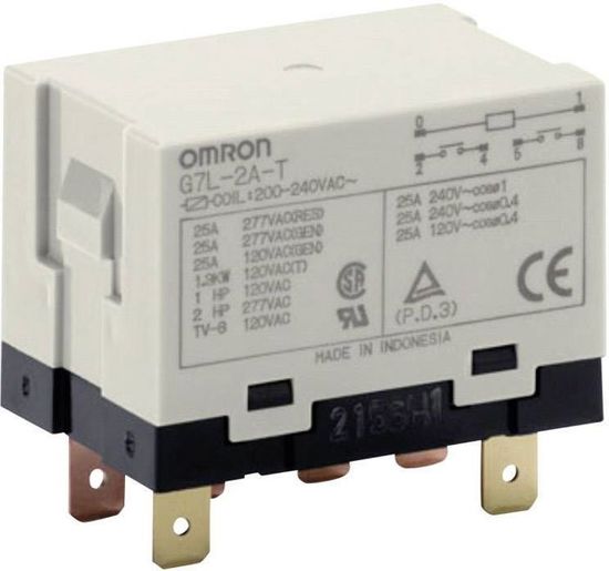 Relais enfichable - Omron - G7L-2A-T - 200-240 VAC - 25 A - 2 NO (T ...