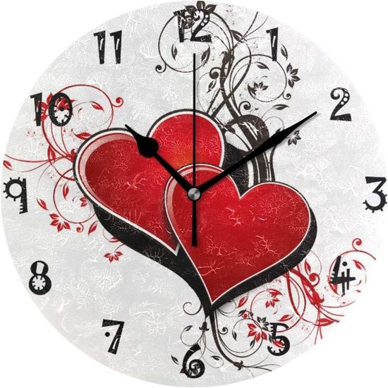 Fleur De Coeur D'Art Pendule Murale Décoratif Moderne Horloge De Mur ...