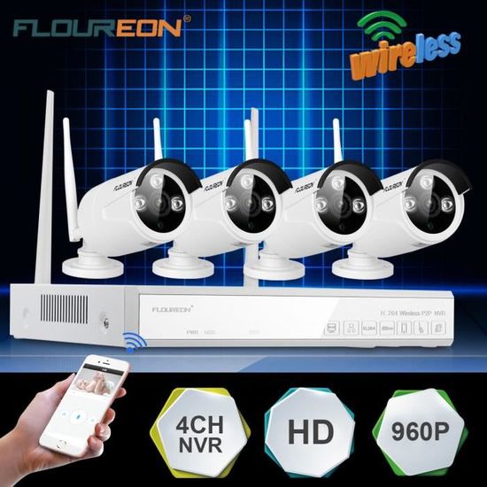 FLOUREON IP Caméra de Sécurité Vidéo Enregistreur NVR Système UE4CH ...