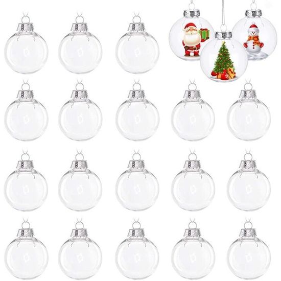 Boule en Plastique Transparente Remplissable,Boule Transparente à Remplir,Boules de Noël ...
