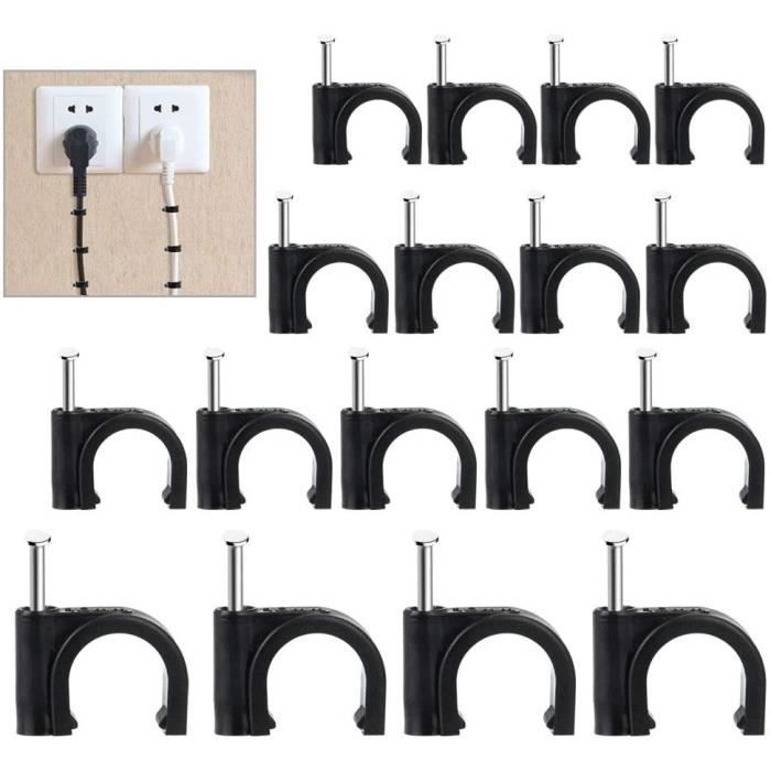 Lot de 400 PCS Attache Câble Mural à Clou Serre Câble Rond 6mm 7mm 8mm ...