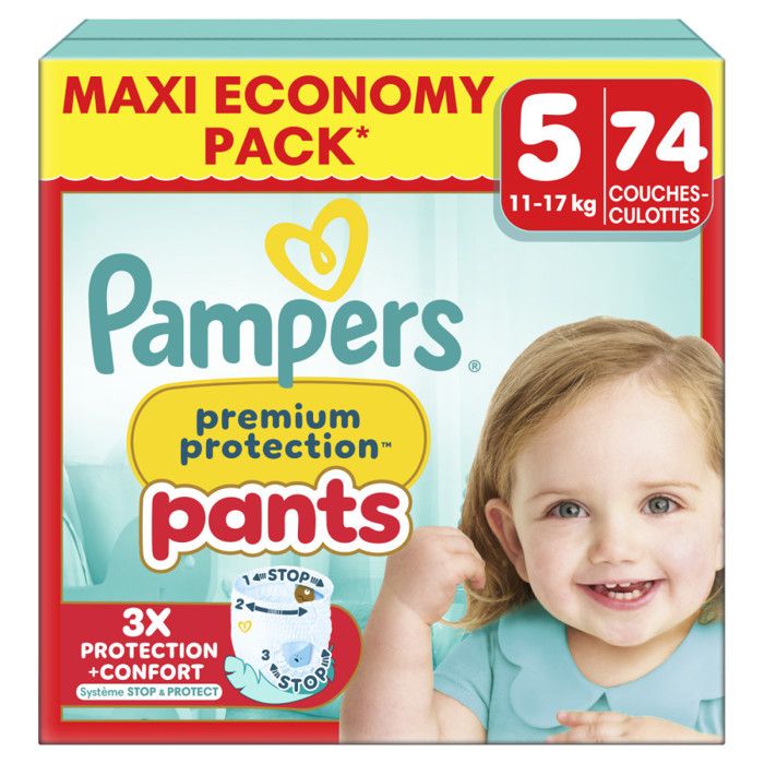 74 Couches Pampers Premium Protection Pants, Taille 5 - Cdiscount ...