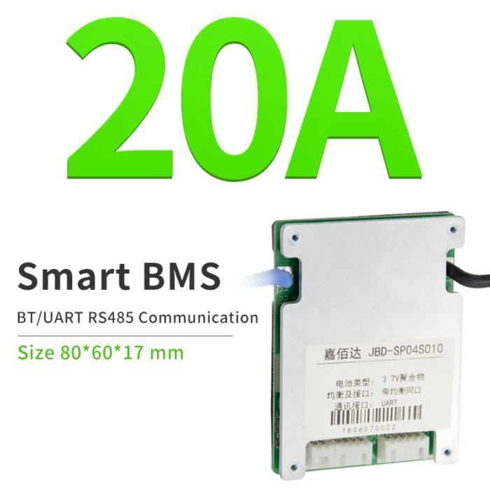20A UART RS485 Li-Ion 3S BT-JBD Smart Bms Lifepo4 BMS 4s pour batterie ...