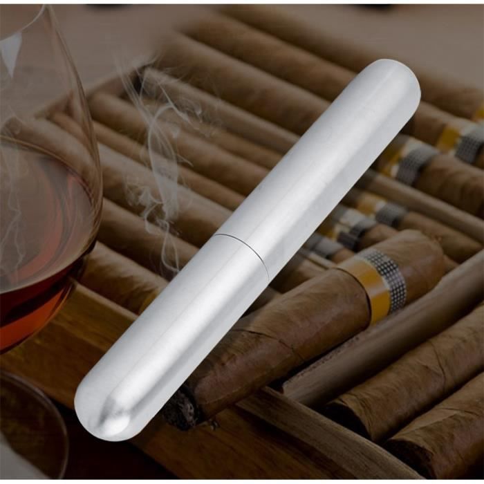 Étui de transport de voyage de tube d'humidor de porte-cigare en acier ...